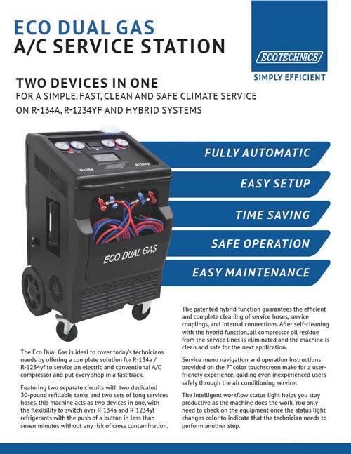 EcoTechnics ECO Dual Gas – EEAC800 | Dual Refrigerant A/C Service & Re